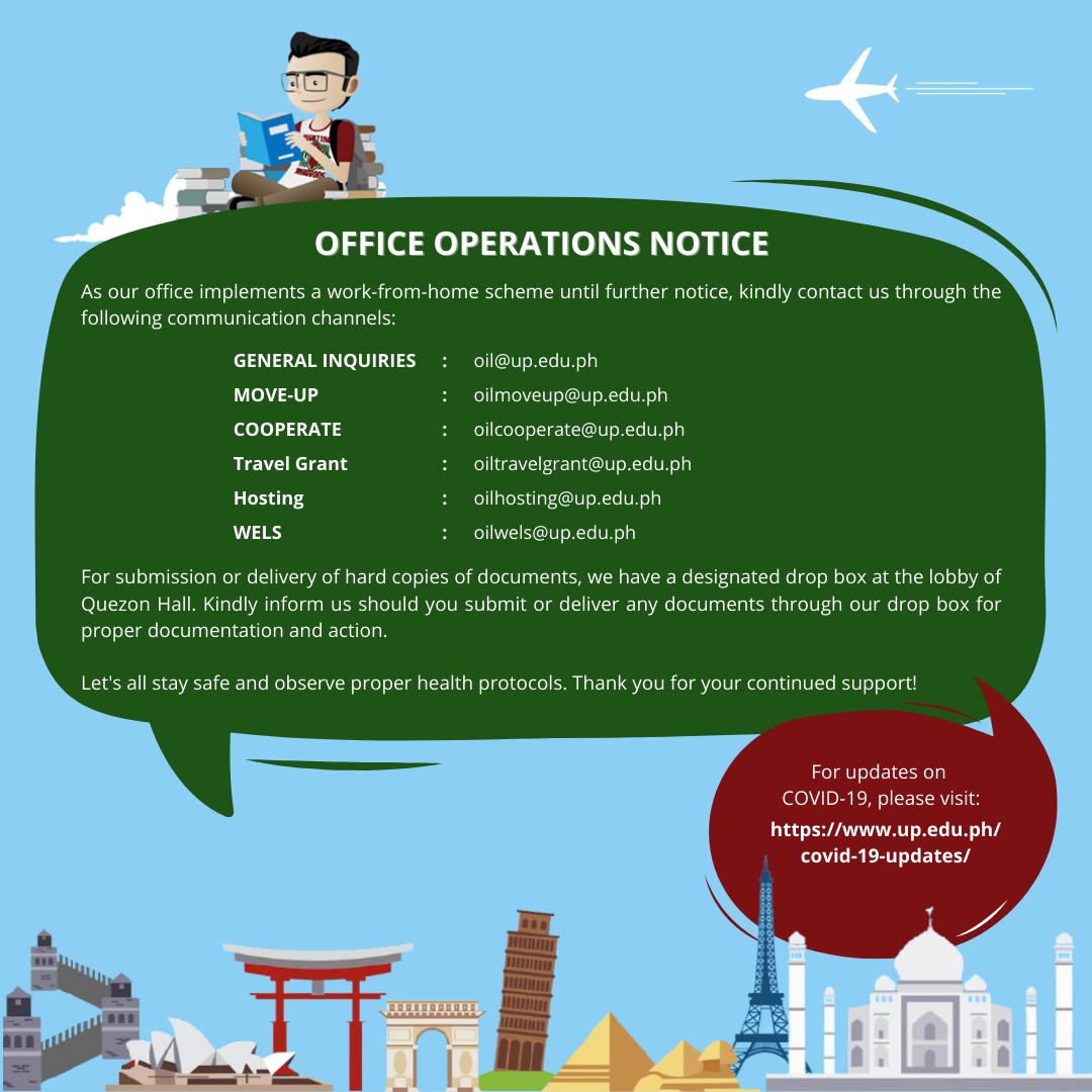 OIL Office Operations Notice – UP Office of International Linkages