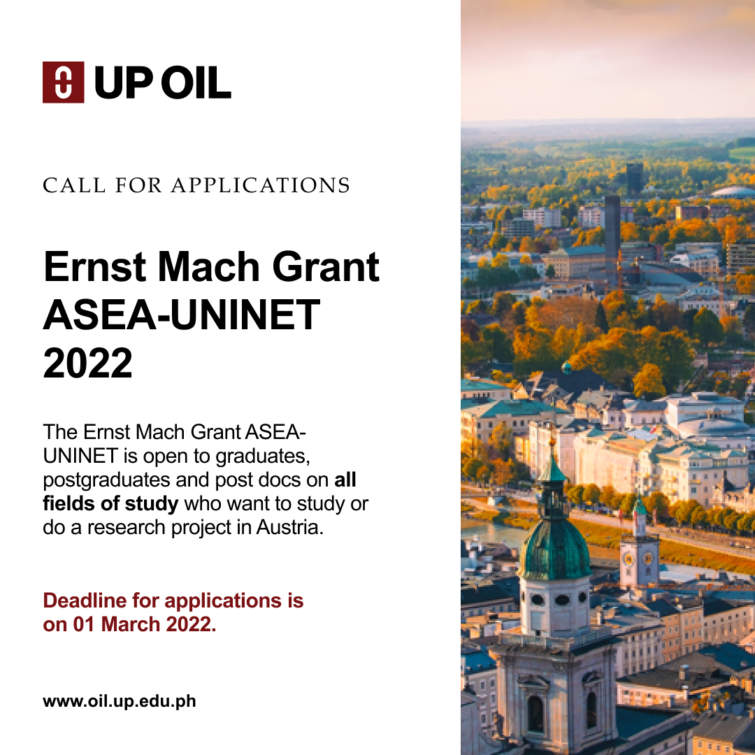Ernst Mach Grant – ASEA UNINET 2022 – UP Office of International Linkages